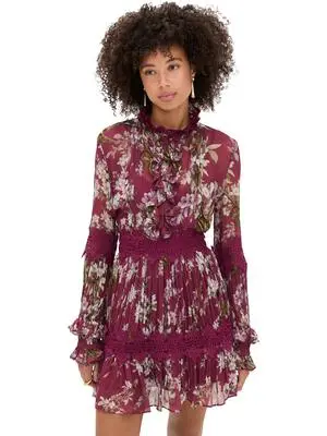 PatBO Delicata Flutter Mini Dress - Dark Red