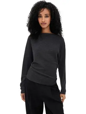 Vince Draped Knit Top - Dark Heather Grey