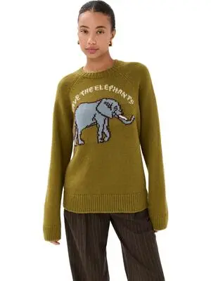 THE ELDER STATESMAN The Elder Statesman Elephant Crewneck Cashmere Sweater