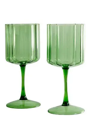 FAZEEK Wine Glasses Set Of 2 - Green
