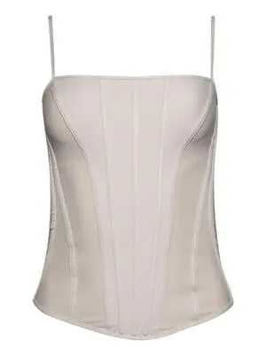 MUGLER Boned Stretch Top - Grey
