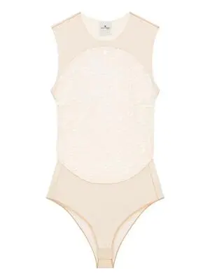 COURRÃ¨GES Illusion Circle Lace Bodysuit - White