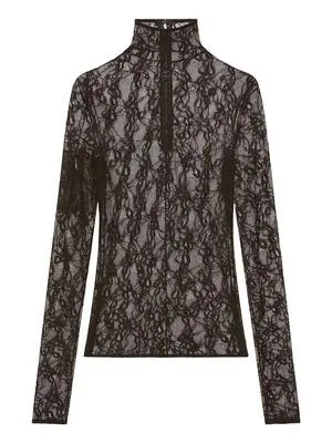 COURRÃ¨GES Lace Mockneck Top - Black