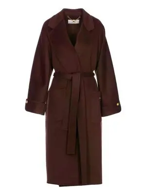 Elisabetta Franchi Wool Trench Coat - Brown