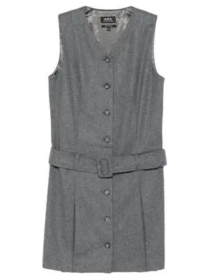 A.p.c. Belted Buttoned Dress - Grey