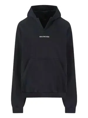 Balenciaga Logo-detail Cotton Hoodie - Black