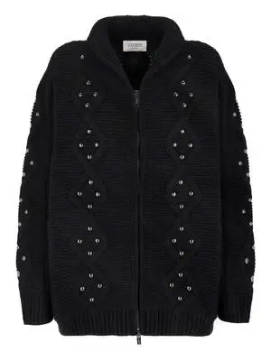 LANEUS Stud-embellished Cardigan - Black