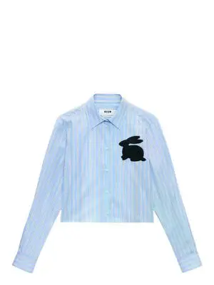 MSGM Appliqué Striped Shirt - Blue