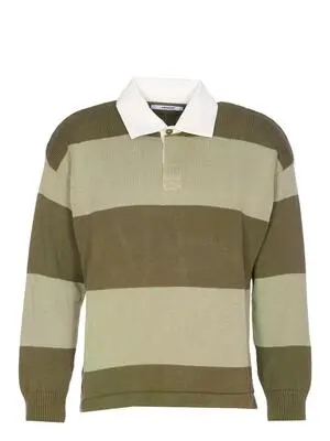 EDMMOND STUDIOS Striped Buttoned Polo Shirt - Green