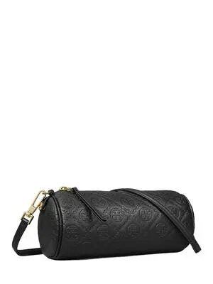 Tory Burch T Monogram Pebbled Cylinder Bag Black