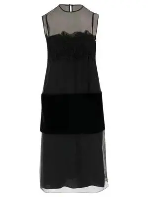 FERRAGAMO Lace-panel Midi Dress - Black