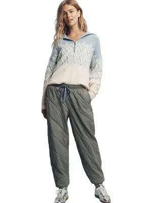 DAILY PRACTICE BY ANTHROPOLOGIE Quilted Bomber Drawstring Pants - Cool Olive