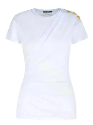 Balmain Shoulder-button Draped T-shirt - White