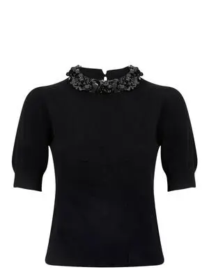 Ulla Johnson Liv Embroidered Knit Top - Black
