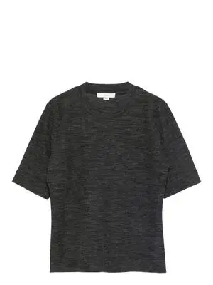 Vince Wool Short Sleeve Sweater - Grey