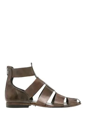 SHOTO Strappy Zip-up Sandals - Brown