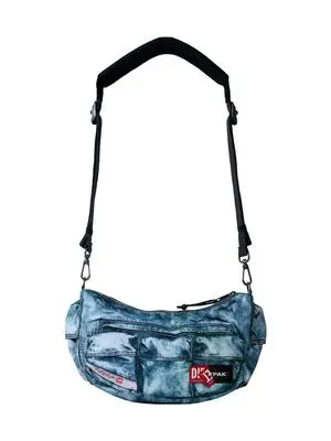 DIESEL® Logo-patch Denim-effect Shoulder Bag - Blue