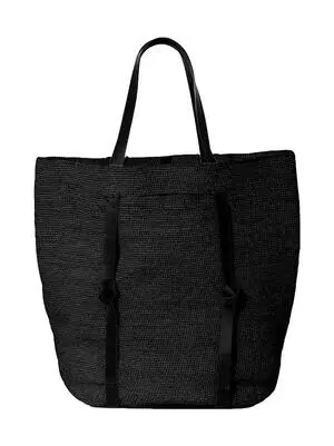Janessa Leoné Tanner Raffia Tote Bag With Leather Straps - Chocolate