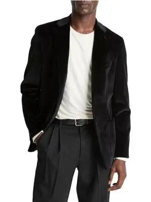 Vince Cotton Velvet Classic Sport Coat - Black