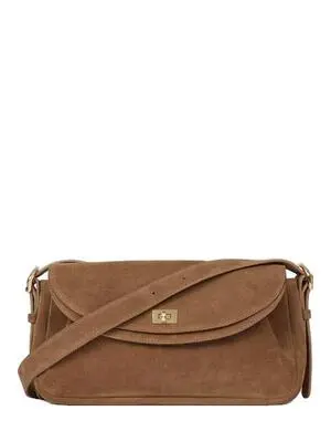 Sandro Le Mambo Suede Leather Bag - Beige