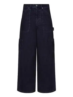 Emporio Armani Flocked-rib Garment-dyed Drill Cargo Jeans - Blue / Navy