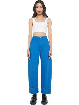 MOTHER The Half-pipe Ankle Cuff Fray Jeans - Blue