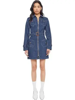 MOTHER The All-nighter Kicks And Riffs Denim Mini Dress - Blue