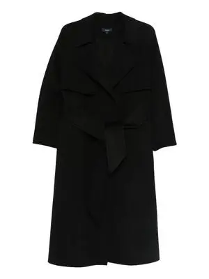 Soeur Notched Lapel Belted Mid-length Coat - Black