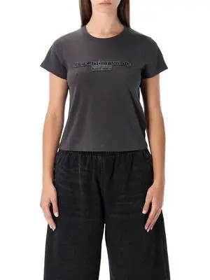 Alexander Wang Délavé Cotton T-shirt With Embroidered Logo - Washed Black Bean