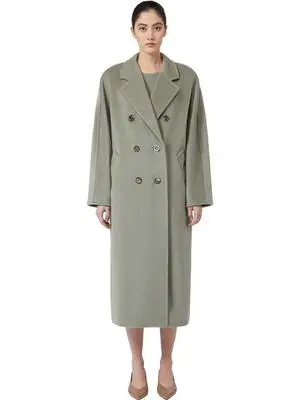 Max Mara Long Wool And Cashmere Coat - Military Green