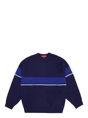 Supreme Brushed Stripe Sweater - Navy Blue