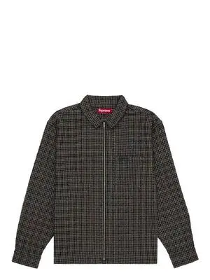 Supreme Metallic Plaid Zip Up Shirt - Brown
