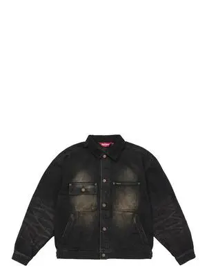 Supreme Distressed Selvedge Trucker Jacket - Washed Black