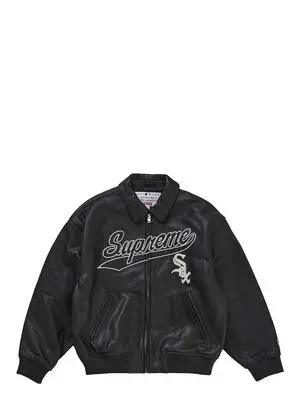 Supreme Chicago White Sox Leather Varsity Jacket - Black
