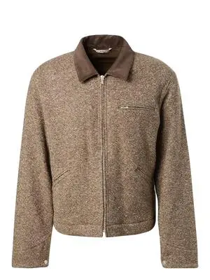 Auralee Corduroy-trimmed Wool Tweed Blouson Jacket - Brown