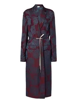 Dries Van Noten Printed Wrap Coat - Burgundy