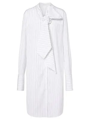 Dries Van Noten Striped Tie-neck Cotton Minidress - Blue