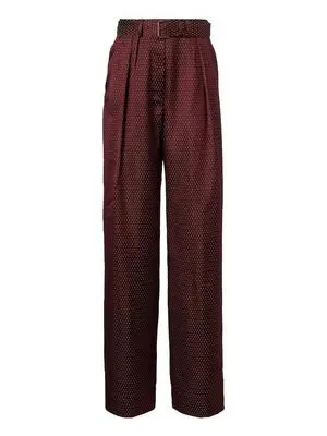 Dries Van Noten Belted High-rise Wide-leg Pants - Burgundy
