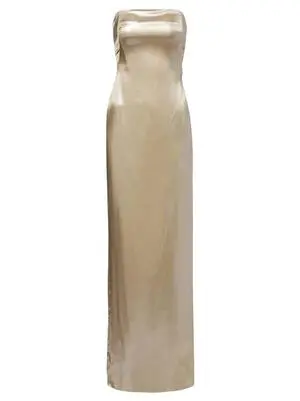 Galvan Strapless Satin Bustier Gown - Gold