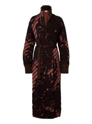 Dries Van Noten Wool And Alpaca-blend Jacquard Wrap Coat - Multicoloured