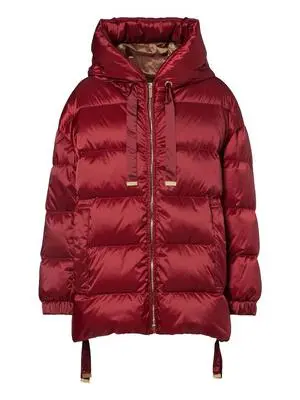 Max Mara Felice Hooded Taffeta Down Jacket - Red