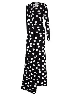 David Koma Polka-dot Gown With Scarf Detail - Black