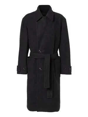 LEMAIRE Belted Alpaca And Wool Overcoat - Black