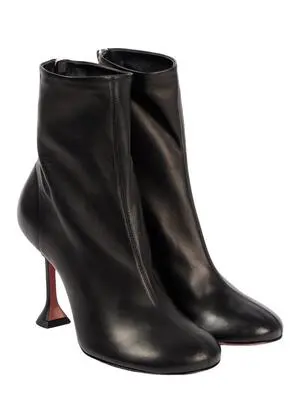 Amina Muaddi Iris 95 Leather Ankle Boots - Black
