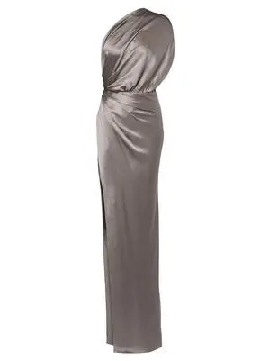 THE SEI Draped Silk Satin Gown - Grey