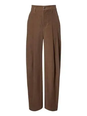 Brunello Cucinelli Pleated High-rise Wide-leg Cotton Pants - Brown