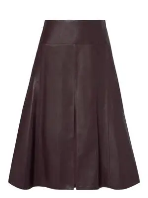 Alaïa Low-rise Leather Midi Skirt - Burgundy