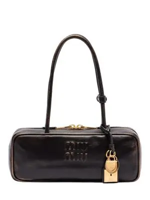 Miu Miu Beau Logo Leather Shoulder Bag - Brown