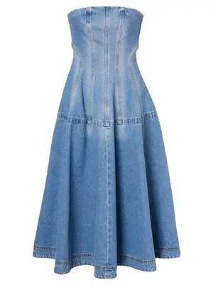 Magda Butrym Flared Denim Midi Dress - Blue