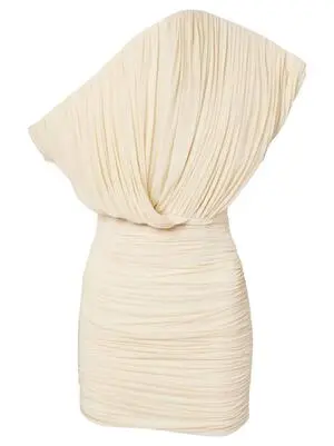 Magda Butrym Asymmetric Ruched Mini Dress - Beige